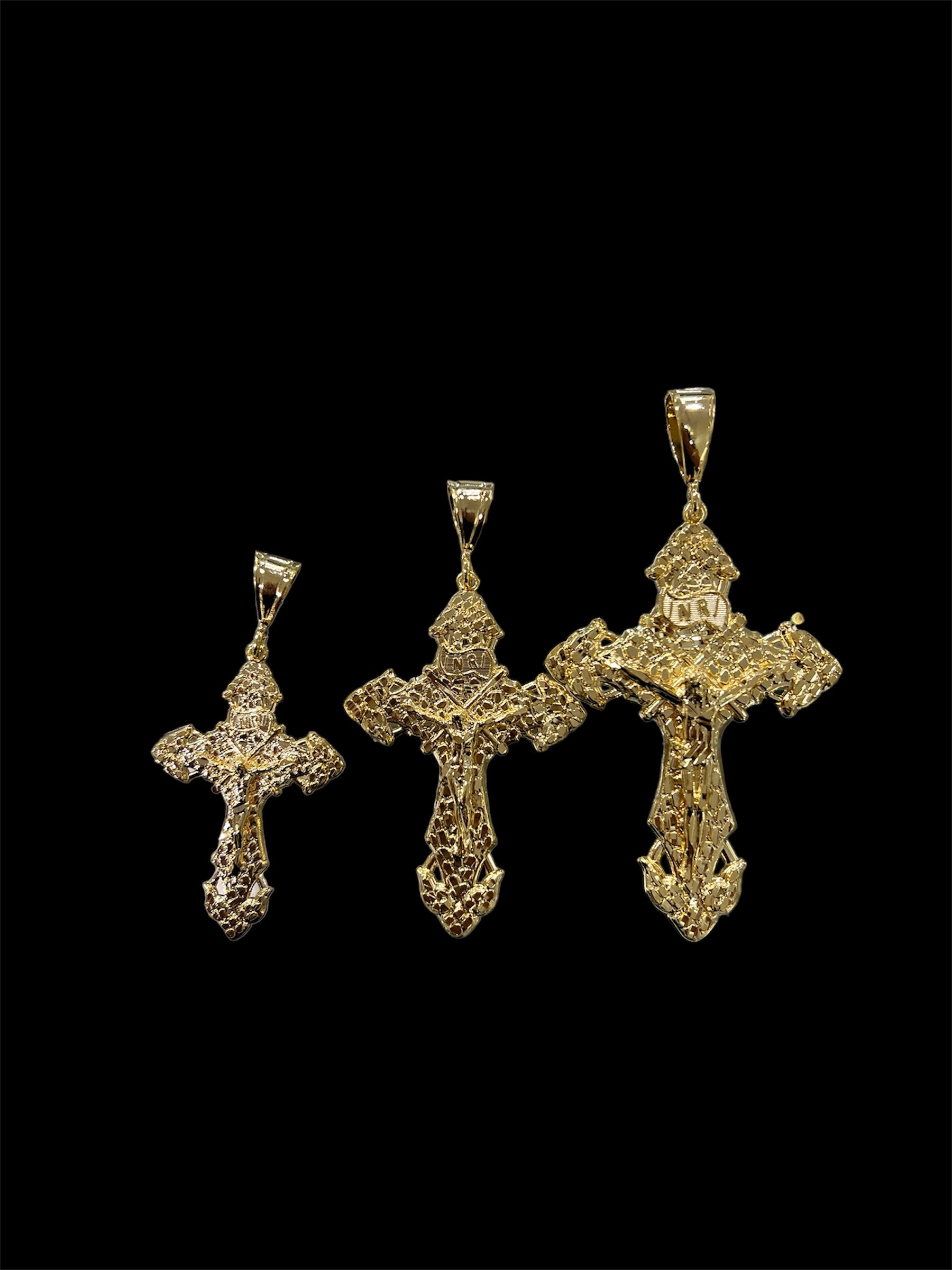 Nugget 925 Sterling Silver 14k Gold Plated Diamond Cut Inri Pendant ...